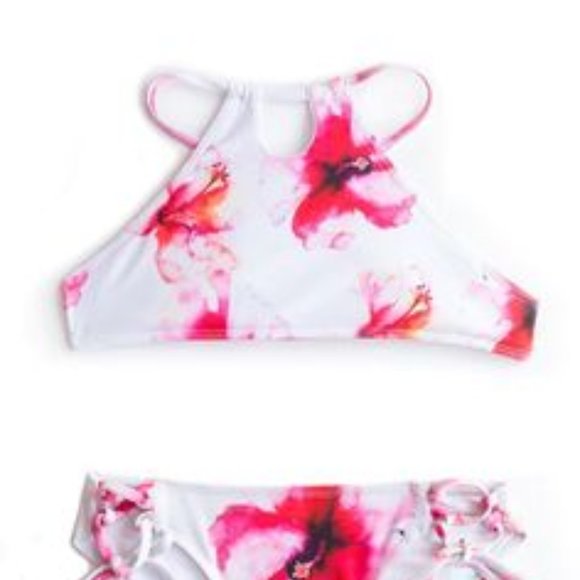 Chance Loves Swim Costa Flora Pink Floral Girls Bikini Swim Set